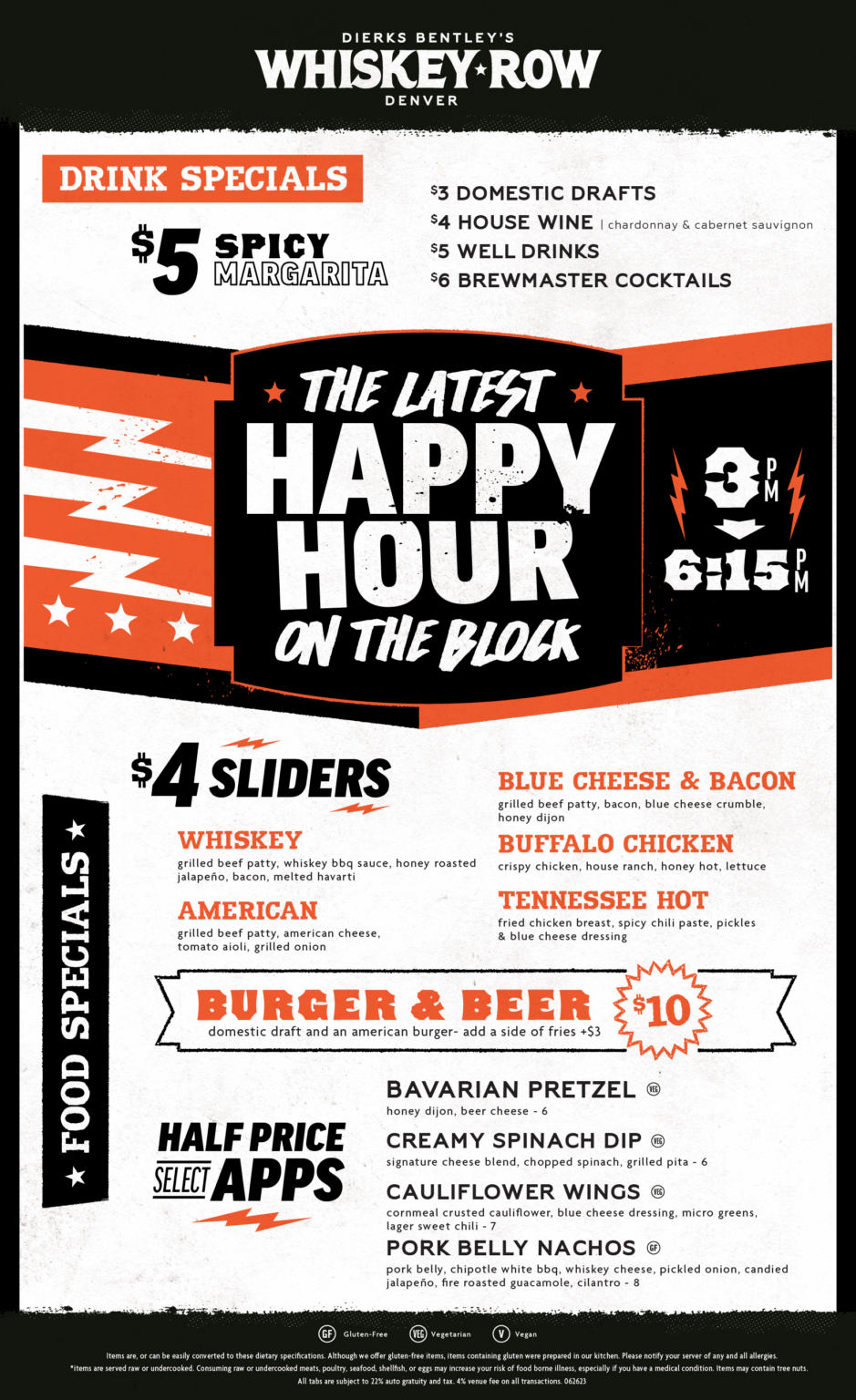 Menus – Dierks Bentley's Whiskey Row