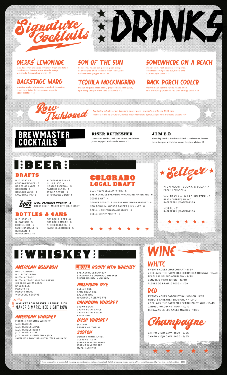 Menus – Dierks Bentley's Whiskey Row