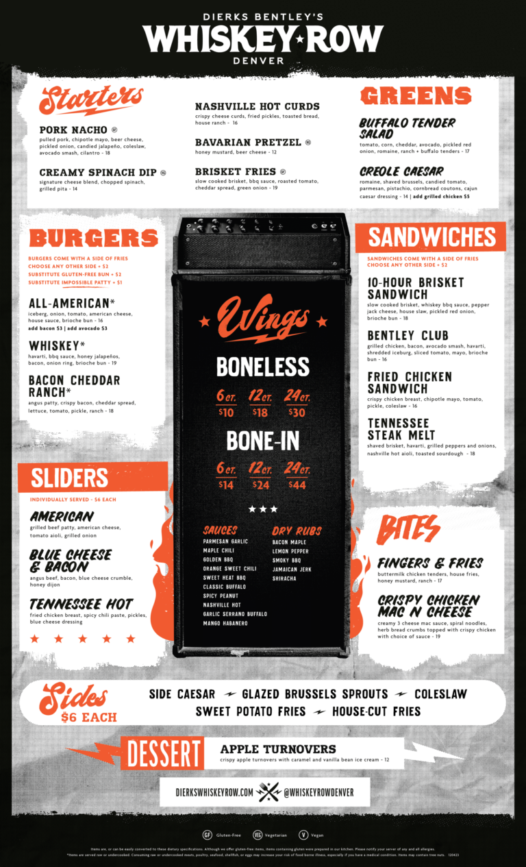 Menus – Dierks Bentley's Whiskey Row